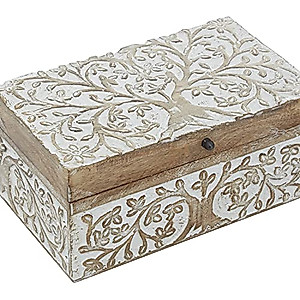 Deco 79 Mango Wood Floral Box with Hinged Lid, Set of 3 8", 10", 12"W, Brown