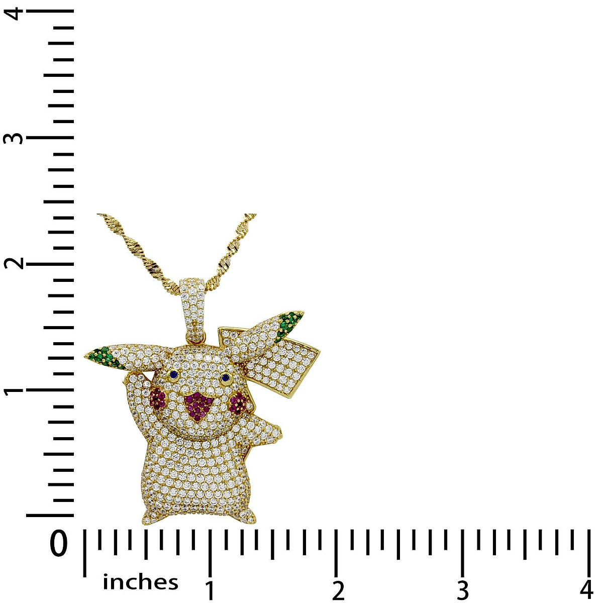 AryanJewels 1.00 Ct Round Cut Multi-Color Diamonds Pokemon Pikachu Women's Charm Pendant Necklace 925 Sterling Silver 14K Yellow Gold Over
