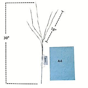 Autohigh 3-PK Lighted Branches 60 LEDs Warm White Lighting Artificial Willow,Battery Operated,Silver Decoration for Living Room Bedroom Livingroom,Home