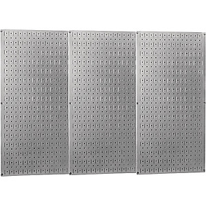 Wall Control Industrial Metal Pegboard - Galvanized Metal, Three 16in. x 32in. Panels, Model Number 35-P-3248GV