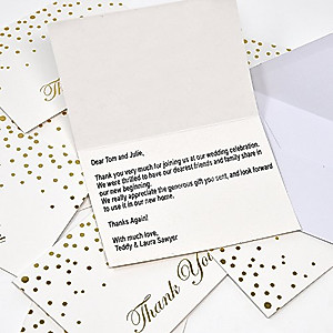 48 Gold Thank You Cards with Envelopes Gold Foil Metallic Dots Bulk Elegant Classy Sparkle Blank for Wedding Baby Shower Bridal Notes Graduation Engagement Birthday