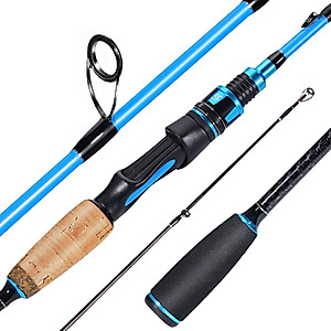 Sougayilang Fishing Pole, 2PC Spinning Rod with EVA and Cork Handle Grip, Baitcasting Rod for Freshwater Fishing Rod-Blue-5.9ft-Spinning