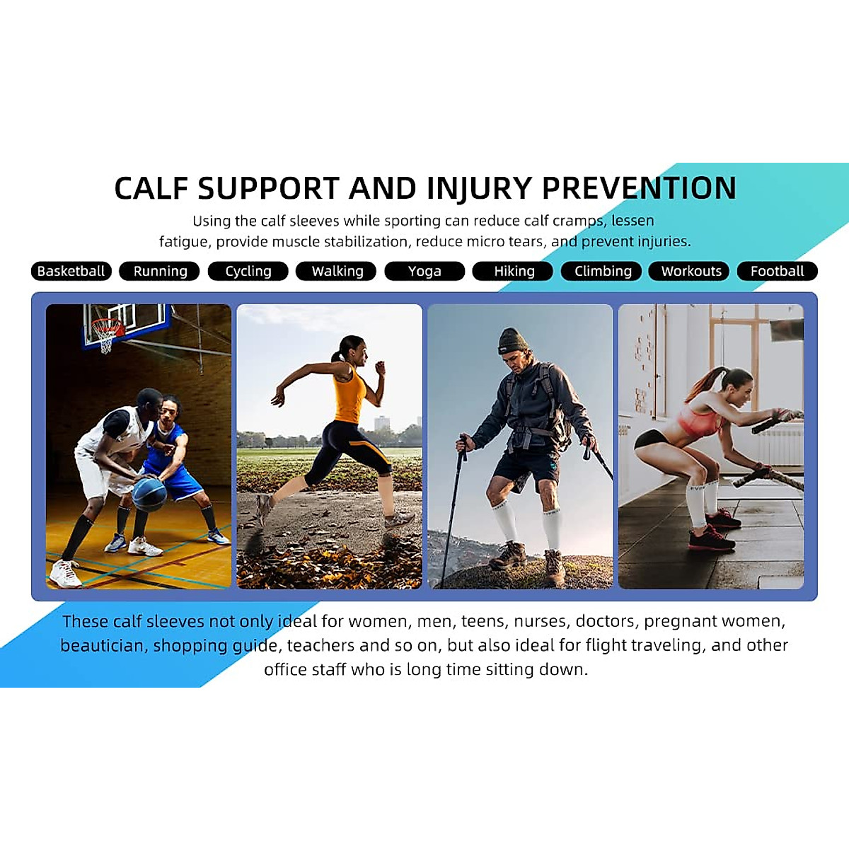 EVOPLECI 15-20mmHg 1 Pair Men and Women Wide Calf Sleeve Brace Compression Socks for Leg Support, Pain Relief