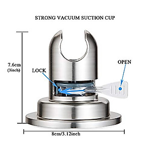 JiePai Suction Cup Shower Head Holder Adhesive,Suction Handheld Shower Head Holder Bracket,Removable Wall Mount Holder for Bathroom,Brushed Nickel