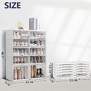 DAMAHOME Shoe Storage Cabinet Organizer - Foldable Shoe Rack for Entryway, Stackable Storage Organizer Cabinet with Doors and Shelves, Shoe Box for Closet, Hallway, Living Room, Large 10 Cubbies