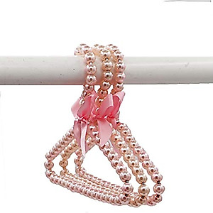 DELIFUR 5 Pack Pet Clothes Hanger Faux Pearl Bow Clothes Hangers for Dogs Cats Kids (Pink)