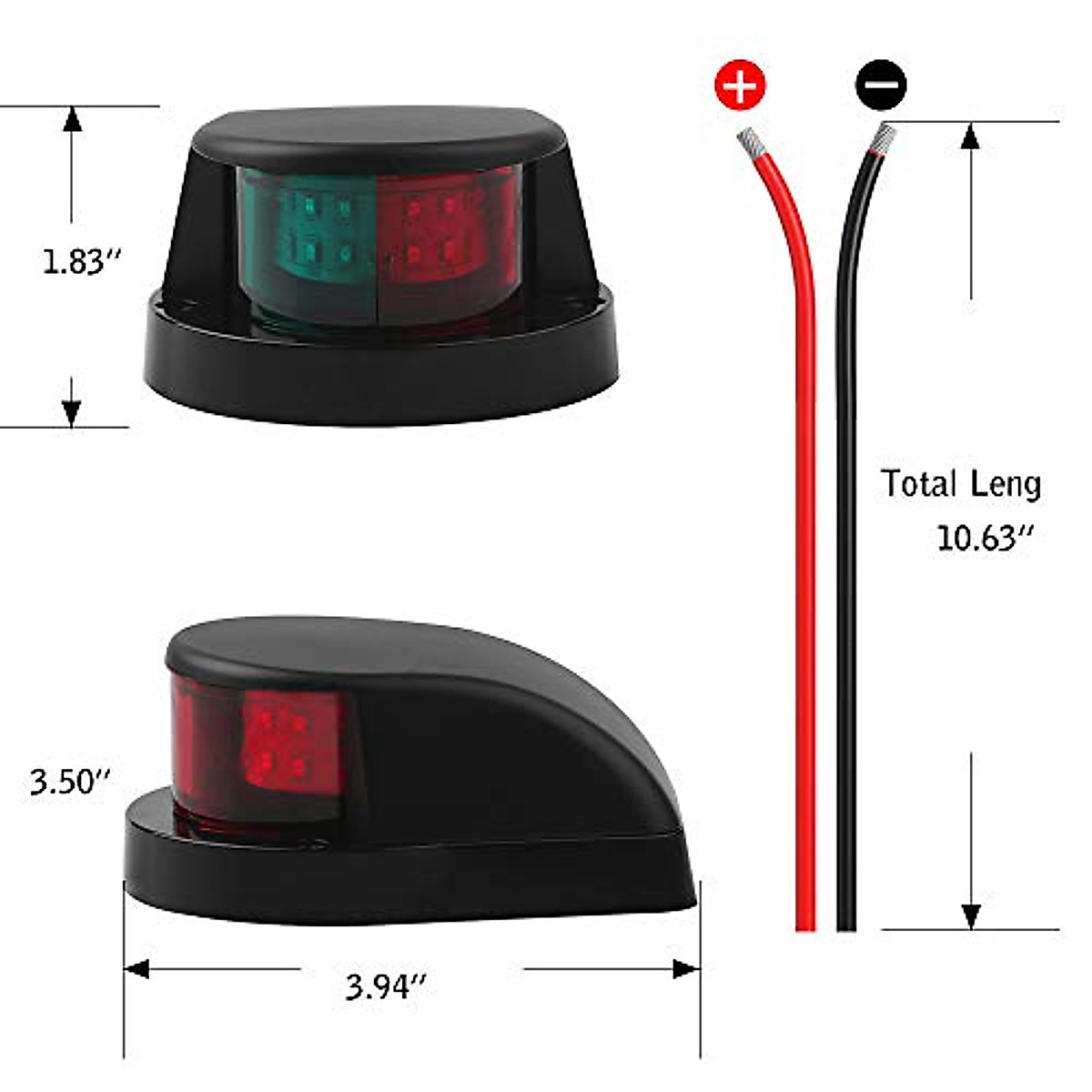 Osinmax Boat Navigation Light, LED Bow Light for Boat,Marine LED Navigation Lights. Perfect Boat Front Light to Small Boat and Pontoon (Shell Shape Black Zinc Cover)