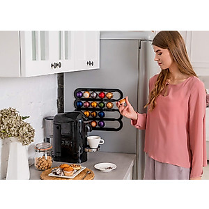 Demi's Home Coffee Pod Holder for Nespresso Vertuo Capsules - Magnetic Holder Suitable to be Mounted on the Fridge (Black)