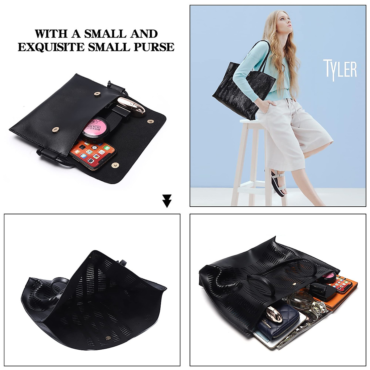 K.EYRE Beach Bags Tote Tassels Bag Hobo Shoulder Bags Purse With a small bag