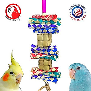 Bonka Bird Toys 3848 Duo Boxy Cube Small Medium Bird Toy Natural Palm Box Crunch Bamboo Treat Traps Forage Chew Cockatiel Parakeet Conure African Grey