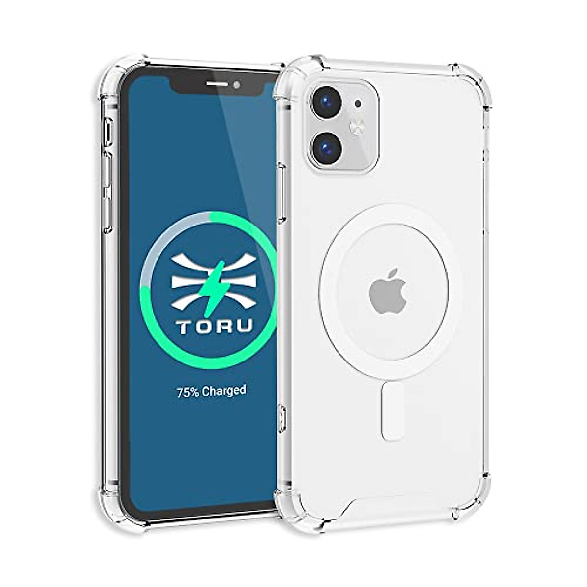 TORU MX Slim for iPhone 11 Magnetic Case, Compatible with Magsafe, Hybrid Transparent HD Clear Case with Crossbody Strap, Scratch Resistant, Air Bumper Shock-Absorbing Corners - Clear