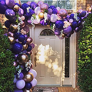 Purple Balloon Garland Kit Dark And Gold Arch Lavender Light Decoration For Baby Girl Princess Party Birthday