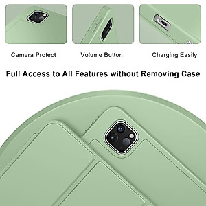 ZryXal New iPad Pro 13 Inch Case (2024 Model, 7th Generation) with Pencil Holder, Smart iPad Case [Support Pencil Pro and Pencil (USB-C)], Support Touch ID and Auto Wake/Sleep (Old Matcha Green)