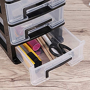 DOITOOL Four- Layer Storage Drawers- Portable Plastic Drawers Organizer- Transparent Kitchen Pantry Storage Cabinet Multifunction Plastic Drawers for Home Office Bedroom