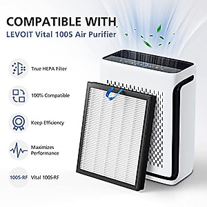 Vital 100S Filter Compatible with LEVOIT Vital 100S Smart WiFi Air Purifie-r, 3-in-1 True HEPA, High-Efficiency Activated Carbon Pre-Filter, Vital 100S-RF, 2 Pack