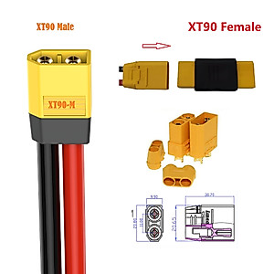 DC 7909 Female to XT90 Male ConnectorsAdapter Connect Solar Panel for Lipo Battery Pack Compatible Portable Power Station AC200P AC200MAX and Solar Generator 1M/3Ft