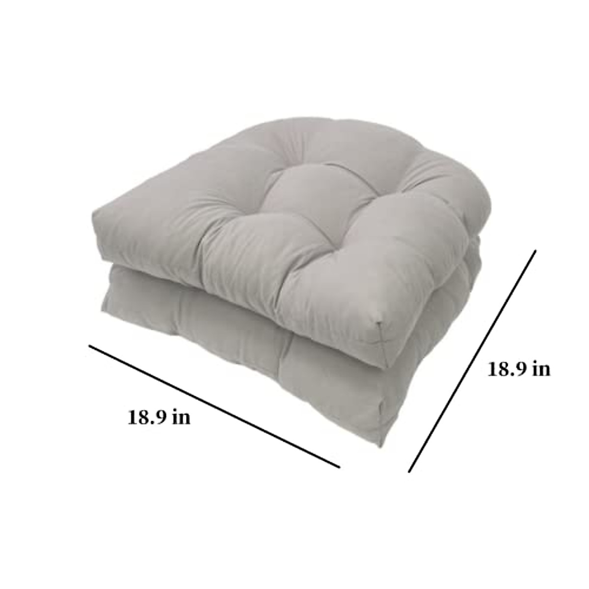 Srutirbo Outdoor Chair Seat Cushions Set of 2, Waterproof 19" x 19"U-Shaped Patio Chair Cushions for Indoor/Outdoor Wicker Chair Rocking Chairs, Garden Furniture Kitchen Dining Room (Light Grey)