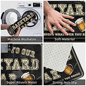Entryway Mat Welcome to Our Backyard Bar Proudly Serving Whatever You Bring Non-Slip Rugs Rubber Backing Home Decor Indoor Doormat Easy Clean for Inside Floor Mats 20 * 32 Inches