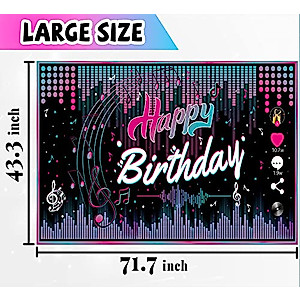 Yuiviot Big TIK Tok Theme Birthday Party banner(73x42 inch), Musical Theme Happy Birthday Backdrop, Photo Background, Artistic Music Supplies, Party Decorations Wall Poster for teens girl