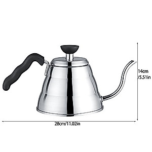Ikunde Stainless Steel Hand Drip Pot Coffee & Tea Kettle with Gooseneck shaped Spout