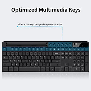Wireless Keyboard and Mouse Combo, MARVO 2.4G Ergonomic Wireless Computer Keyboard with Phone Tablet Holder, Silent Mouse with 6 Button, Compatible with MacBook, Windows (Black)