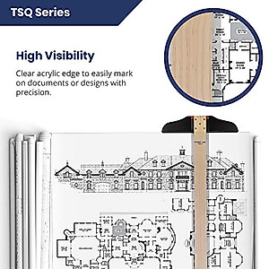 Pacific Arc 36 Inch T Square, Traditional Maple Blade with Acrylic Edge