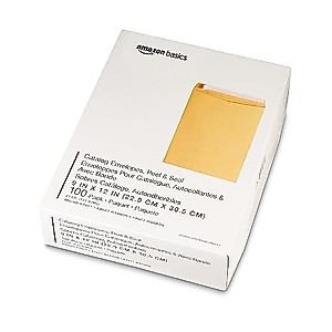 Amazon Basics Catalog Mailing Envelopes, Peel & Seal, 9x12 Inch, Brown Kraft, 100-Pack