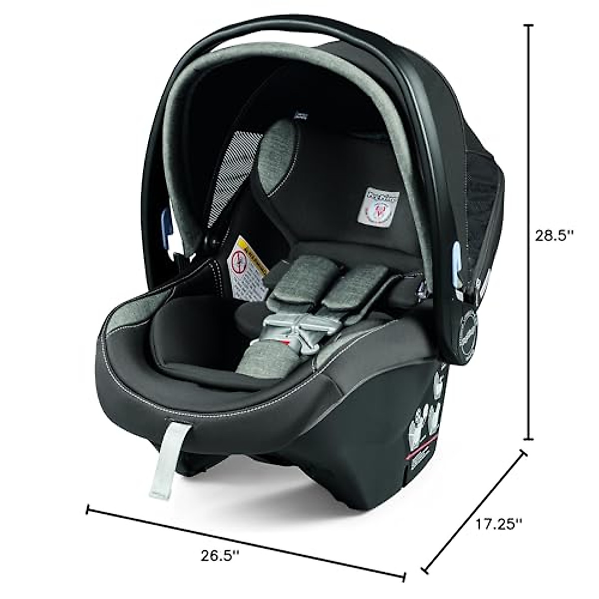 Peg Perego Primo Viaggio 4-35 Nido - Rear Facing Infant Car Seat - Includes Base with Load Leg & Anti-Rebound Bar - for Babies 4 to 35 lbs - Made in Italy - Atmosphere (Grey)
