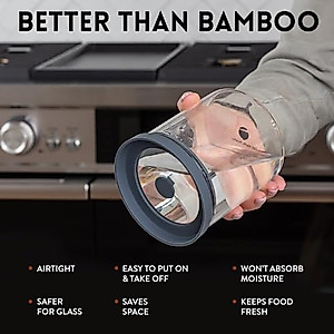 THE HAZEL PANTRY Glass Airtight Food Storage Containers with Silicone and Glass Lids – BPA-Free Jars and Canisters for Pasta Rice Flour, Dry or Wet Foods, Pantry Meal Prep – Set of 5 with Portion Tool