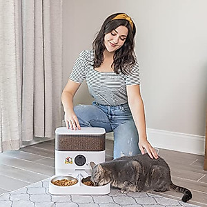 Automatic Cat Food Dispenser - with 1080p Wide Angle Smart Camera and WiFi - Automated Pet Feeder - Auto Timed Function with Portion Control - Dual Dishes for Multiple Cats