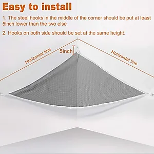 4 Pieces Stuffed Animal Hammocks Stuffed Toy Storage Hammock Nets Jumbo Wall Sling Corner Mesh Toy Organizer, Doll Hanging Net with Hooks for Bedroom Playroom Plush (Black, Blue, White, Pink)