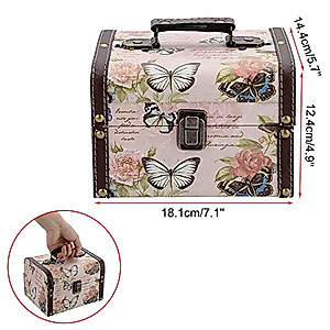 ELLDOO Butterfly Treasure Chest Box, Wooden + PU Leather Storage Decorative Box for Jewelry Trinkets, Keepsakes box for Girls Women Gifts