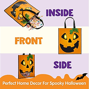 JOYIN 3 PCS Halloween Large Tote See-through Bags 22.5” x 13.75” Grocery Tote Trick or Treat Grocery Goody Bags for Trick or Treating, Grocery Shopping and More