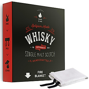 CHIC FIRE Designer Fire Blanket 47” x 47” - Stylish Fire Blanket for Home & Kitchen - Flame-Retardant Fiberglass Emergency Blanket - Designed for Kitchen, Workspace, Restaurant - Red Whisky