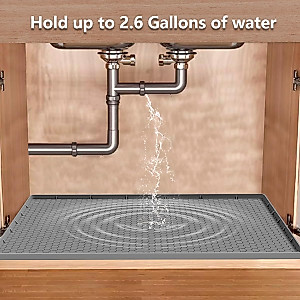 Under Sink Mat Under the Sink Cabinet Protection Mat Sink Mats for Kitchen 34"x22" Flexible Rubber Mat Cabinet Liner Drip Tray with Lips for Leaks Waterproof