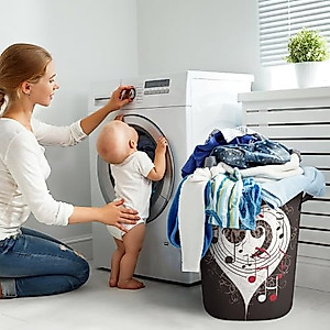 Laundry Hamper Music Symbols Love Freestanding Laundry Basket Thickened Waterproof Collapsible Clothes Hamper Storage for Clothes Toys Dorm And Family
