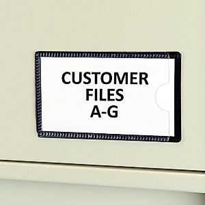 C-Line Slap-Stick Magnetic Label Holders, Side Load, 4.25 X 2.5, Black, 10/Pack