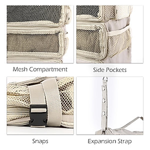TABITORA Travel Luggage Organizer Hanging Packing Cubes Portable Hanging Shelves Carry on Closet for Suitcase with 2 Hooks,Collapsible(Beige,S)