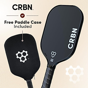 CRBN1 Pickleball Paddle - USAPA Approved Carbon Fiber Pickleball Paddle with Included Paddle Cover(White Logo, 14mm Thick)