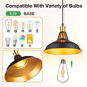 Pendant Lights, Industrial Pendant Light, Kitchen Pendant Light, Farmhouse Pendant Light, Pendant Lights Kitchen Island, Black Pendant Light, Black and Gold Pendant Light, Pendant Lighting, 1 Pack