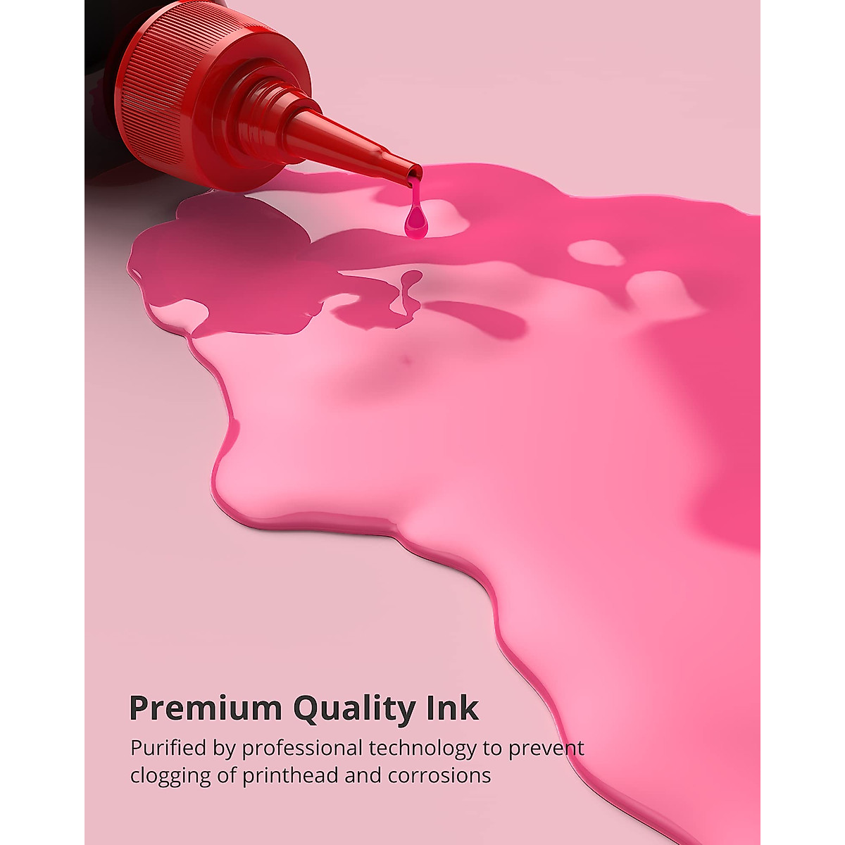 WOKOK Refill Ink Kit for HP 67 67XL 63 63XL 65 65XL 61 61XL 950 950XL 951XL 902XL 952XL Ink Cartridges, 100ML x 5 Bottles with Syringes (2 Black 1 Cyan 1 Magenta 1 Yellow)