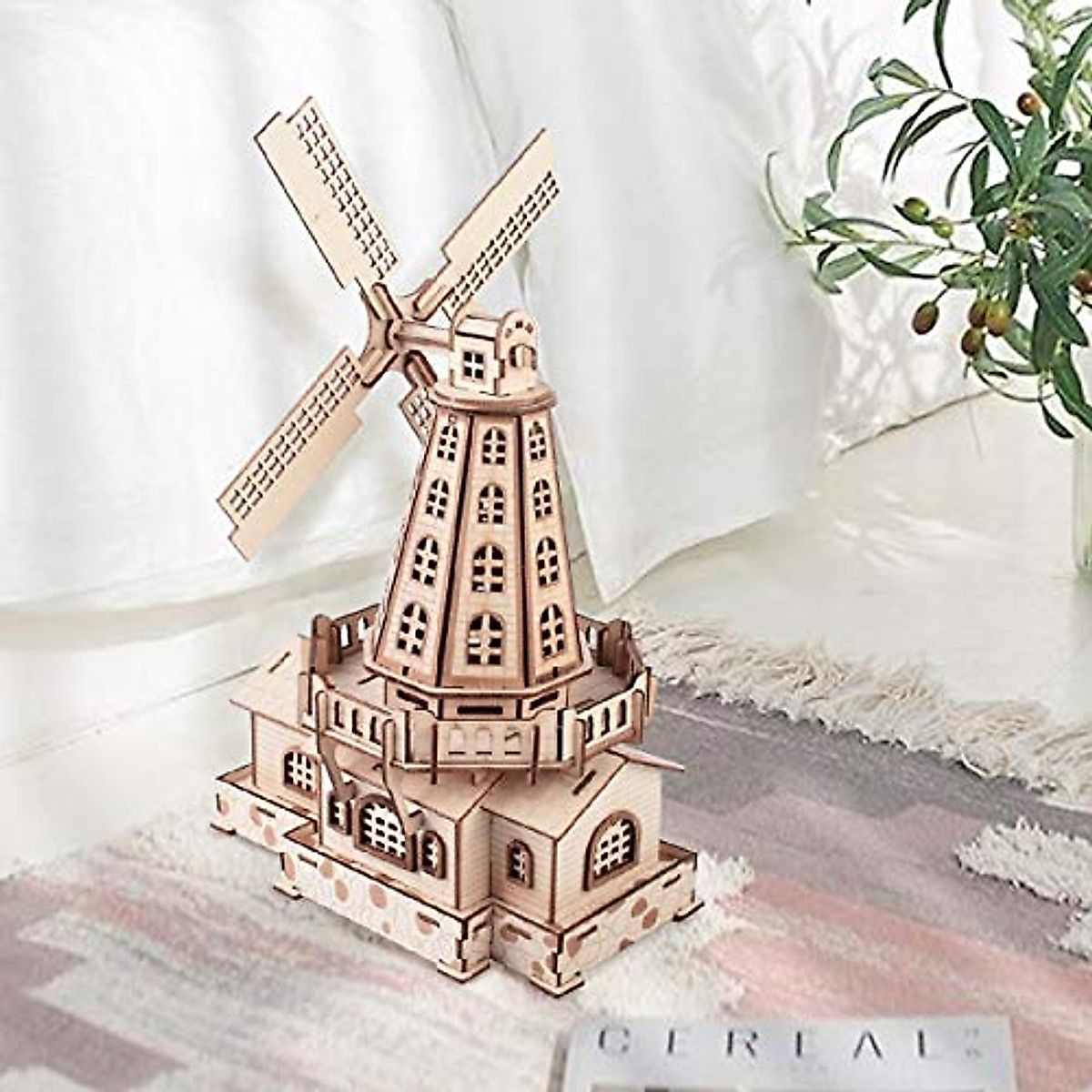 GuDoQi 3D Wooden Puzzle for Adults, Wooden Dutch Windmill, Model Kits to Build, Wood Craft Kit, DIY Assembly Toy, Idea Gifts for Birthdays Mother's Day