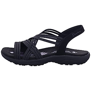 Skechers Women's Reggae Slim-Simply Stretch Sport Sandal, Black, 8