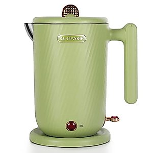 Small Electric Kettle,Retro Electric Kettle Stainless Steel Double Wall Electric Kettle with Automatic Shut Off, for Tea and Coffee (BPA free)