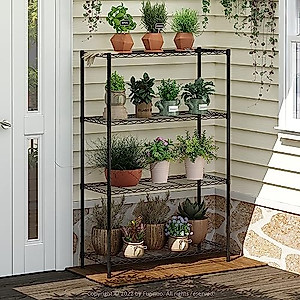 Furinno Wayar 4-Tier Metal Storage Shelf Rack, 36 x 14 x 54, Black