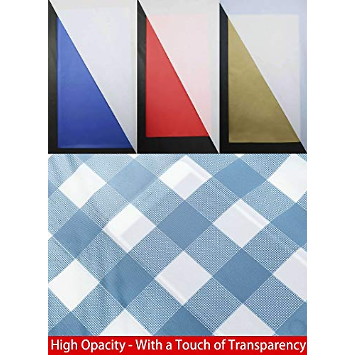 Blue Gingham Checkered Plastic Tablecloths 3 Pack Disposable Table Covers 54 x 108 Inches Party Tablecovers PEVA Vinyl Buffalo Plaid Table Cloths for Rectangle Tables Upto 8 ft and Picnic Barbecue