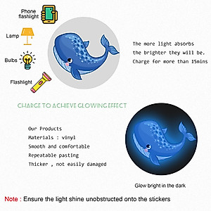 Glow in The Dark Cute Ocean Wall Decals, Under The Sea Life Fish Animals Stickers for Nursery, Removable Living Room Bedroom Bathroom Decoration