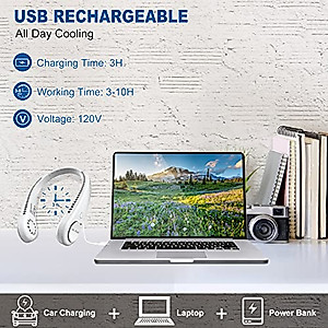 CL FUN Neck Fans Portable Rechargeable, Portable Bladeless Neck Fan for Women Men, Personal Fans for Your Neck, Battery Operated Fan Blow Cold Air, 3 Speeds Ultra-Quiet Wearable Fan for Outdoor Indoor