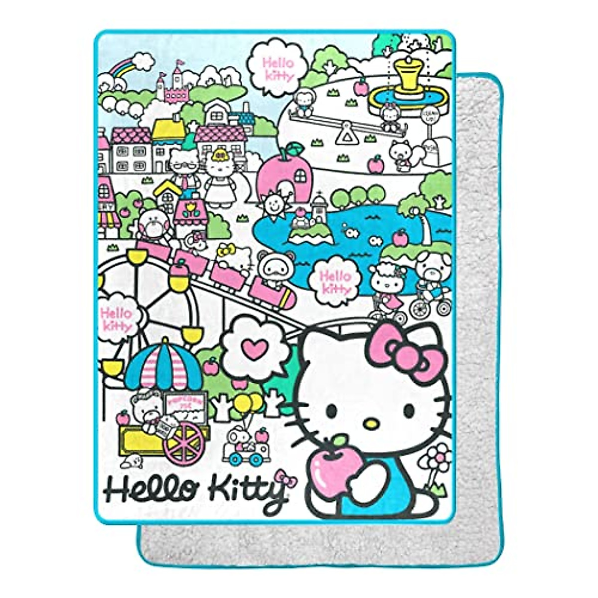 Northwest Hello Kitty My Cute World Oversized Silk Touch Sherpa Throw Blanket, 60" x 80"