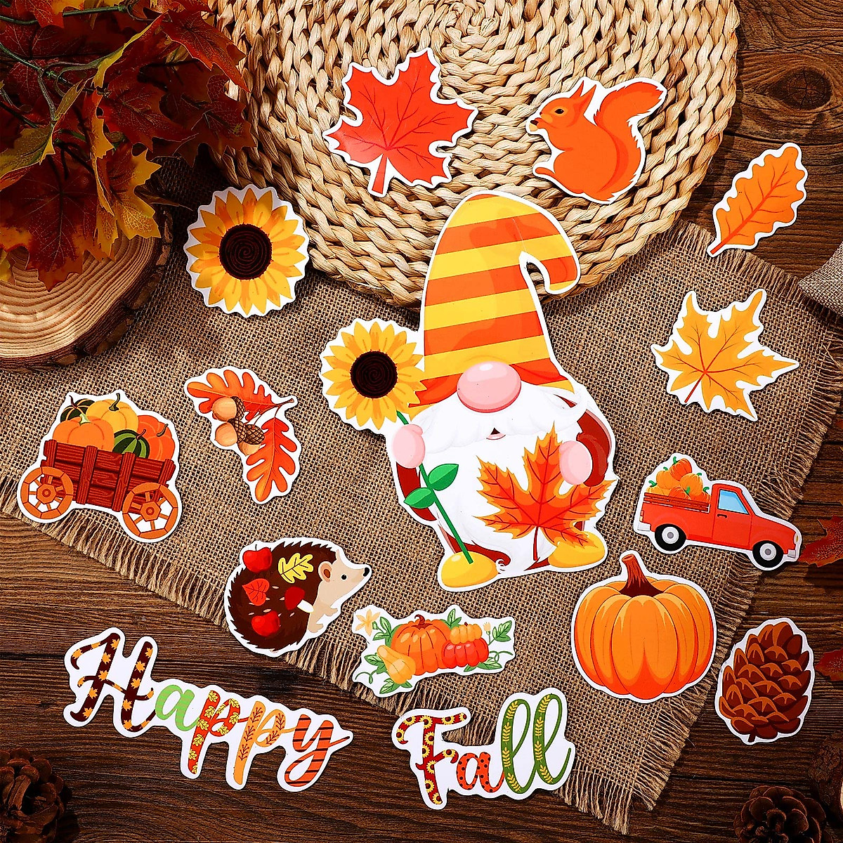25 Pieces Happy Fall Magnets Gnome Pumpkin Fridge Magnets Fall Theme Car Refrigerator Decals Holidays Magnetic Stickers Autumn Leaves Acorn Harvest Decoration Fall Theme Thanksgiving Decoration
